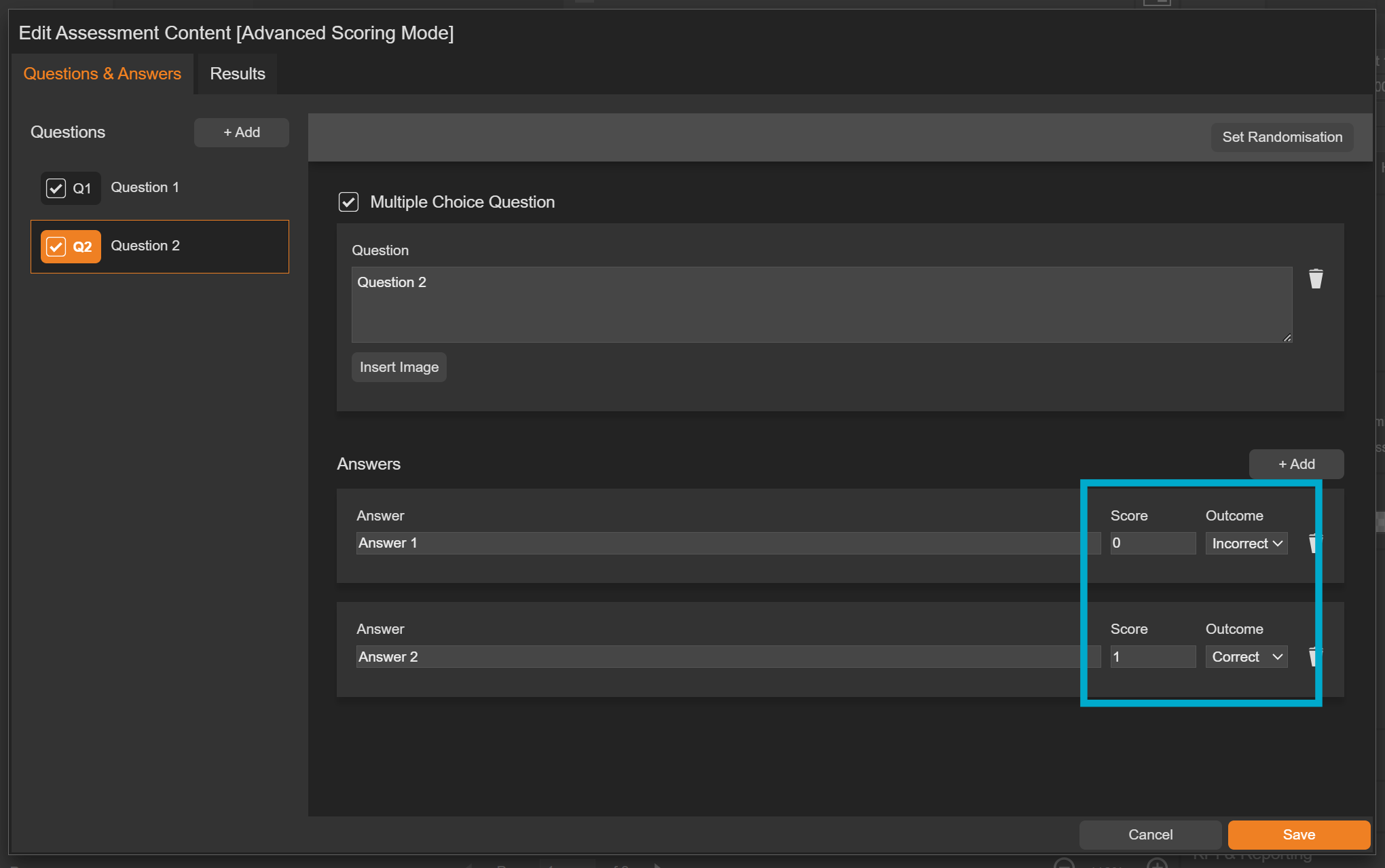 Assessments: Advanced Scoring
